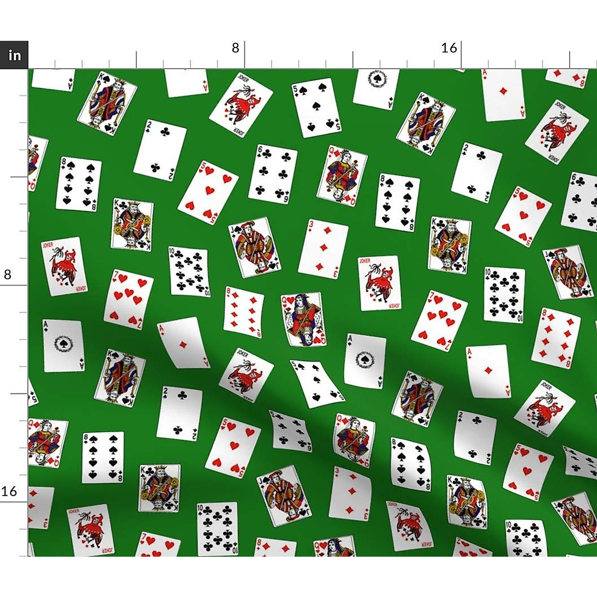 Spoonflower Fabric - Playing Cards Green Deck Card Game Poker Casino Printed on Petal Signature Cotton Fabric Fat Quarter - Sewing Quilting Apparel Crafts Decor