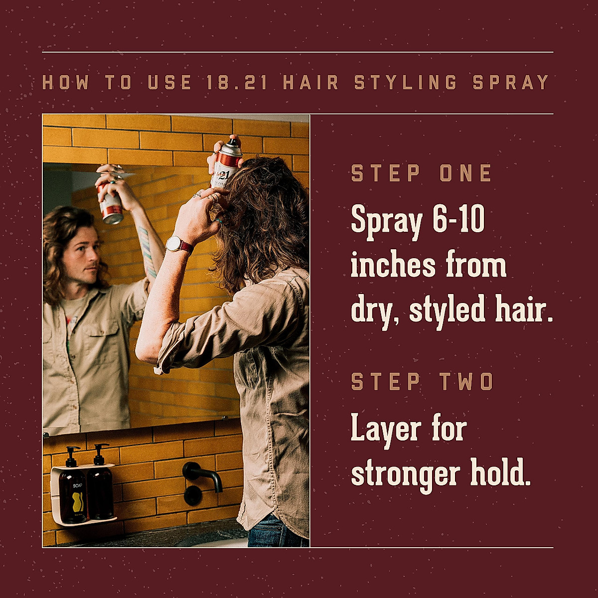 18.21 Man Made Premium Hair Spray for Men, All-Day Flexible Hold, 10 oz. - Styling Hairspray with Matte Finish, Sweet Tobacco Scent - Professional, Non-Greasy Hairspray for All Hair Types