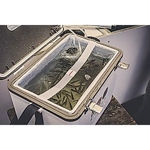 Engel 30qt Live Bait Cooler Box with 2nd Gen 2-Speed Portable Aerator Pump and 4 x Fishing Rod Holder Attachments. Fishing Bait Station and Minnow Bucket in LBC30-RH in White