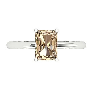 Clara Pucci 1.75ct Radiant Cut Solitaire Stunning Yellow Moissanite Bridal Designer Anniversary Engagement Ring 14k White Gold SZ 4.5