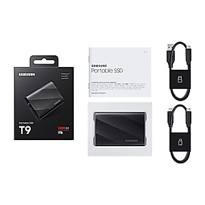 SAMSUNG T9 Portable SSD 4TB, USB 3.2 Gen 2x2 External Solid State Drive, Seq. Read Speeds Up to 2,000MB/s for Gaming, Students and Professionals,MU-PG4T0B/AM, Black (pack of 1)