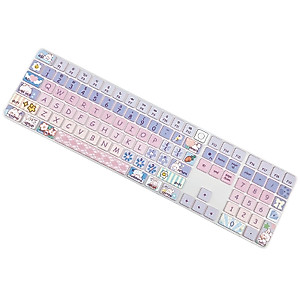 Cute Keyboard Cover Skin for 2021 Apple iMac Magic Keyboard (Model: A2520) with Numeric Keypad and Touch ID, Silicone Keyboard Protector, US Layout, Cute Bunny