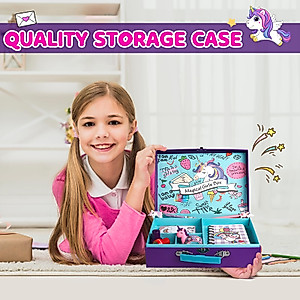 TingingYuli Kid Journal Stationery Set,Gifts for Girls Ages 6 7 8 9 10 11 12 Year Old,49 Pieces Stationery Letter Writing Crafting Kit with Storage Case,Preteen Girls Toys Gift for Birthday Christmas