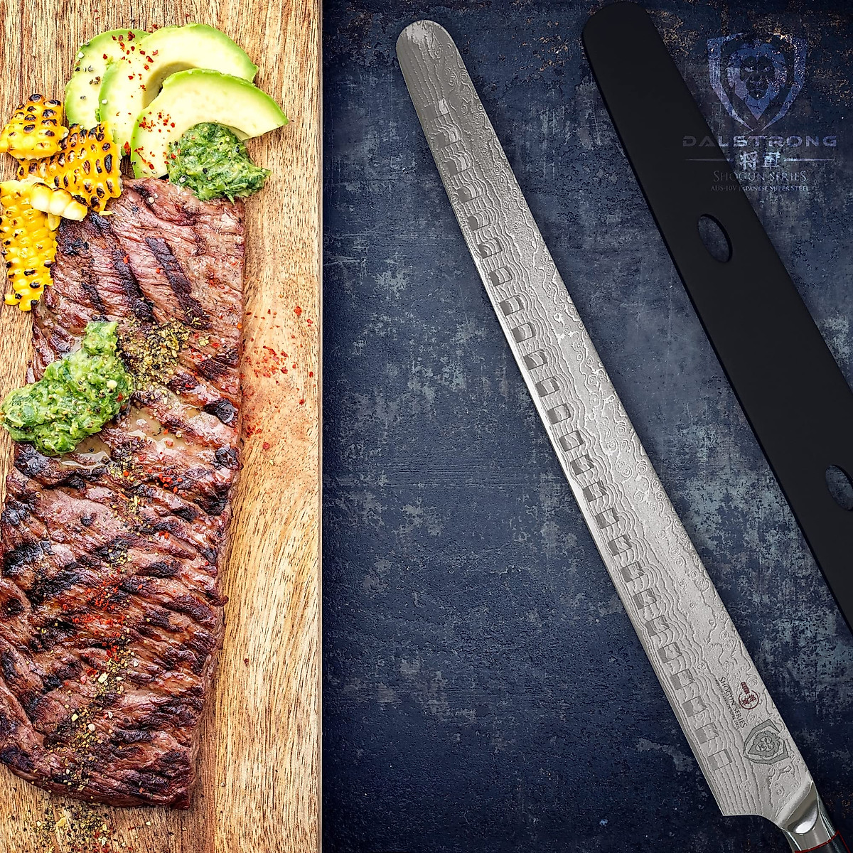 DALSTRONG Slicing Knife - 14 inch - Extra Long Slicer Knife - Shogun Series Elite - Japanese AUS-10V Super Steel - Vacuum Treated - G10 Handle - Carving Slicer BBQ, Brisket Gift Knife- Sheath Included