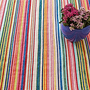 Dash and Albert Bright Stripe Handwoven Indoor/Outdoor Rug, 8 X 10 Feet, Multi Stripe Pattern