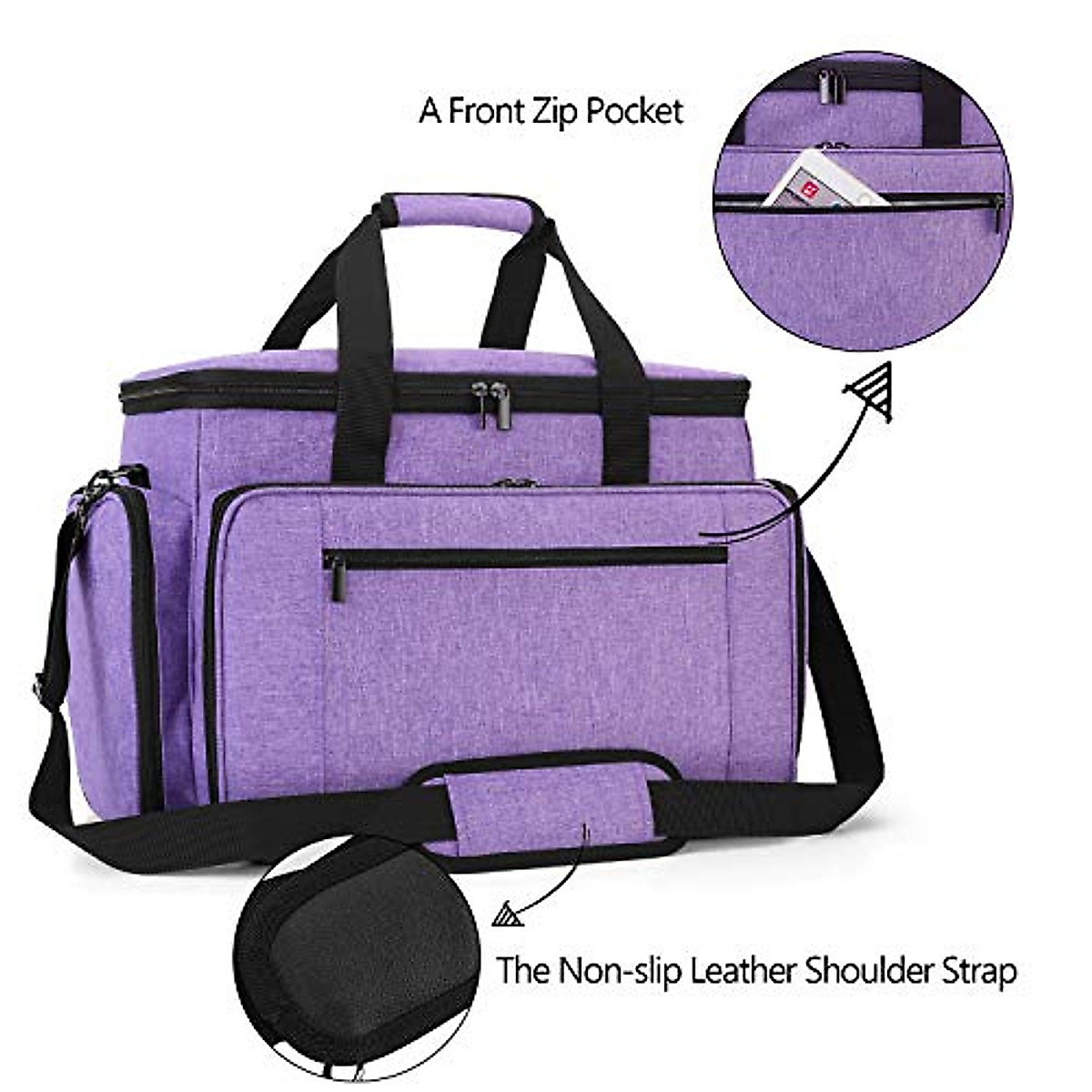 Luxja Sewing Machine Carrying Bag with Sewing Accessories Organizer, Purple