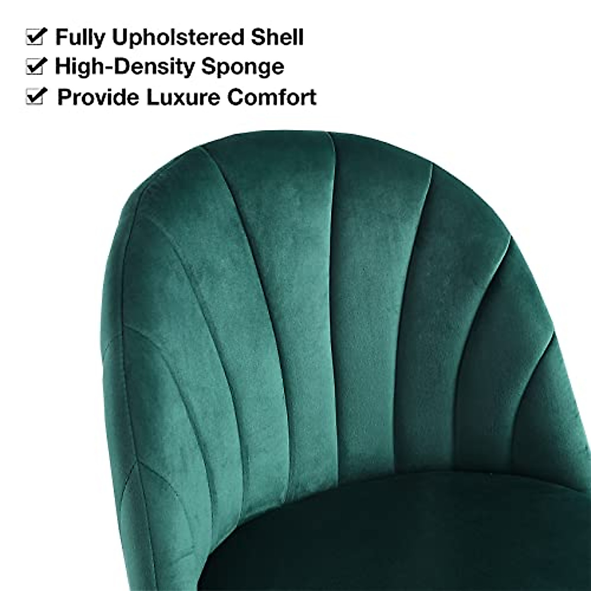 ATSNOW Emerald Green Velvet Dining Chairs with Gold Legs, Mid Century Modern Upholstered Accent Side Chairs for Kitchen Living Room