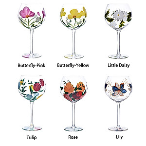 Hand Painted Stained Glass Wine Glasses Red Wine Glasses Set Of 2, Hand Blown High Grade Crystal Glass Wine Glasses Modern Style Painted Stemware For Wedding, Anniversary, Birthday Party orange