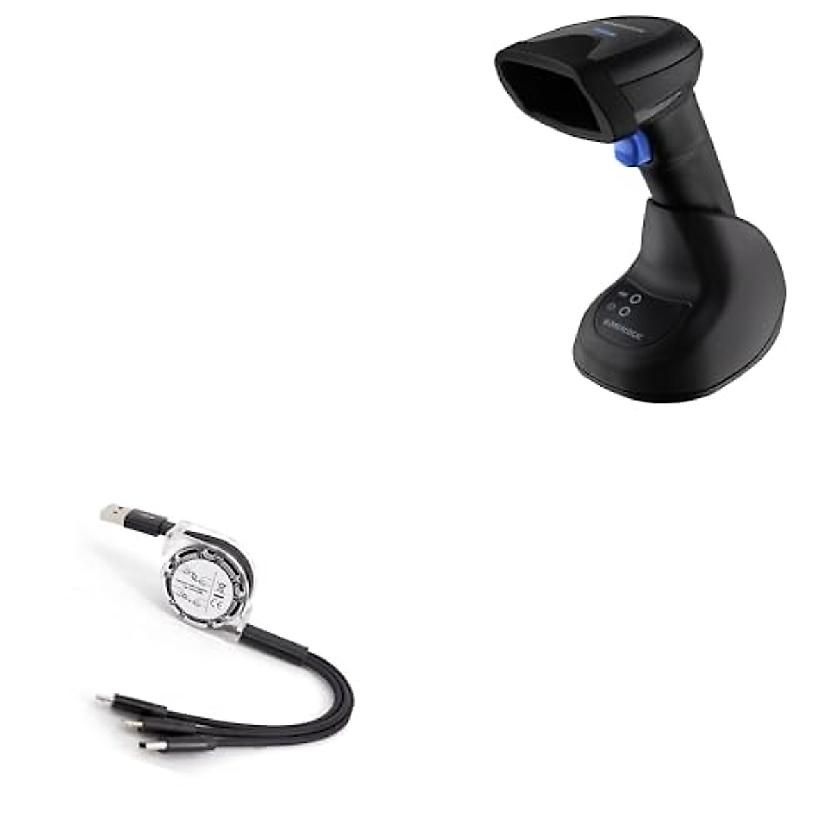 BoxWave Cable Compatible with Datalogic QuickScan QBT2500 - AllCharge miniSync, Retractable, Portable USB Cable - Jet Black