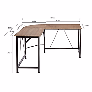 Amazon Basics L-Shape Office Corner Desk, 55-Inch, Espresso