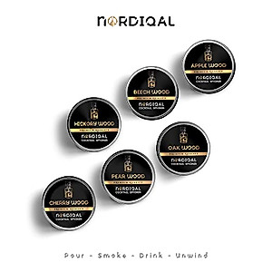 NORDIQAL Cocktail Smoker Kit with Torch, 6 Wood Chip Flavors for Whiskey and Bourbon (Butane Not Included) - Distressed Smoke Lid and Premium Packaging, Old Fashioned Whiskey Drink Smoker Infuser Kit