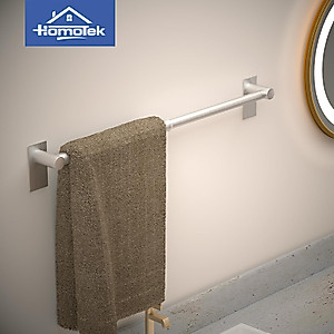 HOMOTEK Towel Bar Adjustable Self Adhesive Bathroom Towel Holder, Towel Rod Size from 14 Inch to 24.5 Inch Single Towel Racks, Towel Hanger Towel Hook for Bathroom, Kitchen(2 Pack Brushed Nickel)