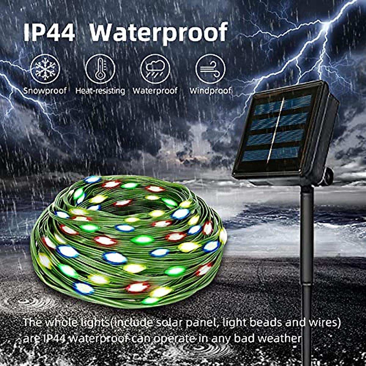 Solar Christmas Lights Outdoor ,2 Pack 72ft 200LED Solar String Lights Outdoor Waterproof , 8 Lighting Mode Solar Fairy Lights for Halloween,Garden,Party,Christmas Tree,Camp.( Multi-Color)