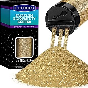 Extra Fine Glitter, 150g/5.29oz Resin Glitter Powder, Fine Glitter for Crafts, Bulk Metallic Craft Glitter for Resin, Nail, DIY Glitter Tumbler Painting Art Craft, LEOBRO Champagne Gold Glitter