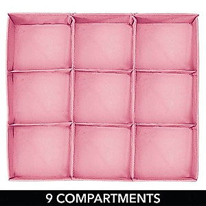 mDesign Fabric 9 Section Dresser Drawer and Closet Storage Organizer for Child/Kids Room, Nursery, Playroom - Large Divided Bin Holds Clothes, Diapers, Cream, Toy, Blankets - Pink Herringbone