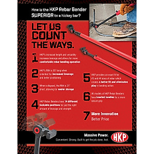 Crescent H.K. Porter 3/8" (3) and 1/2" (4) Extendable Indexing Rebar Bender, RB4, Red/Black