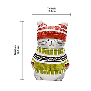 Bico Knitted Kitten Air Tight Seal Ceramic Cookie Jar, Dishwasher Safe