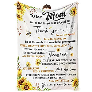 Gifts for Mom Blanket, Birthday Gifts for Mom from Daughter Son, Mom Gifts on Mother's Day, Valentine's Day, Christmas, Cozy Throw Blankets Present 50" x 60"