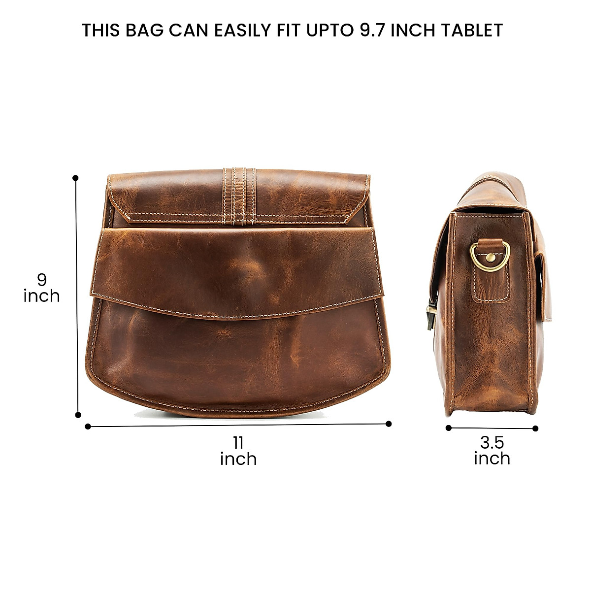 Handmade World Premium Leather Crossbody Satchel Bag For Women Handbag Travel Purse and Sling Saddle Bag (Brown)