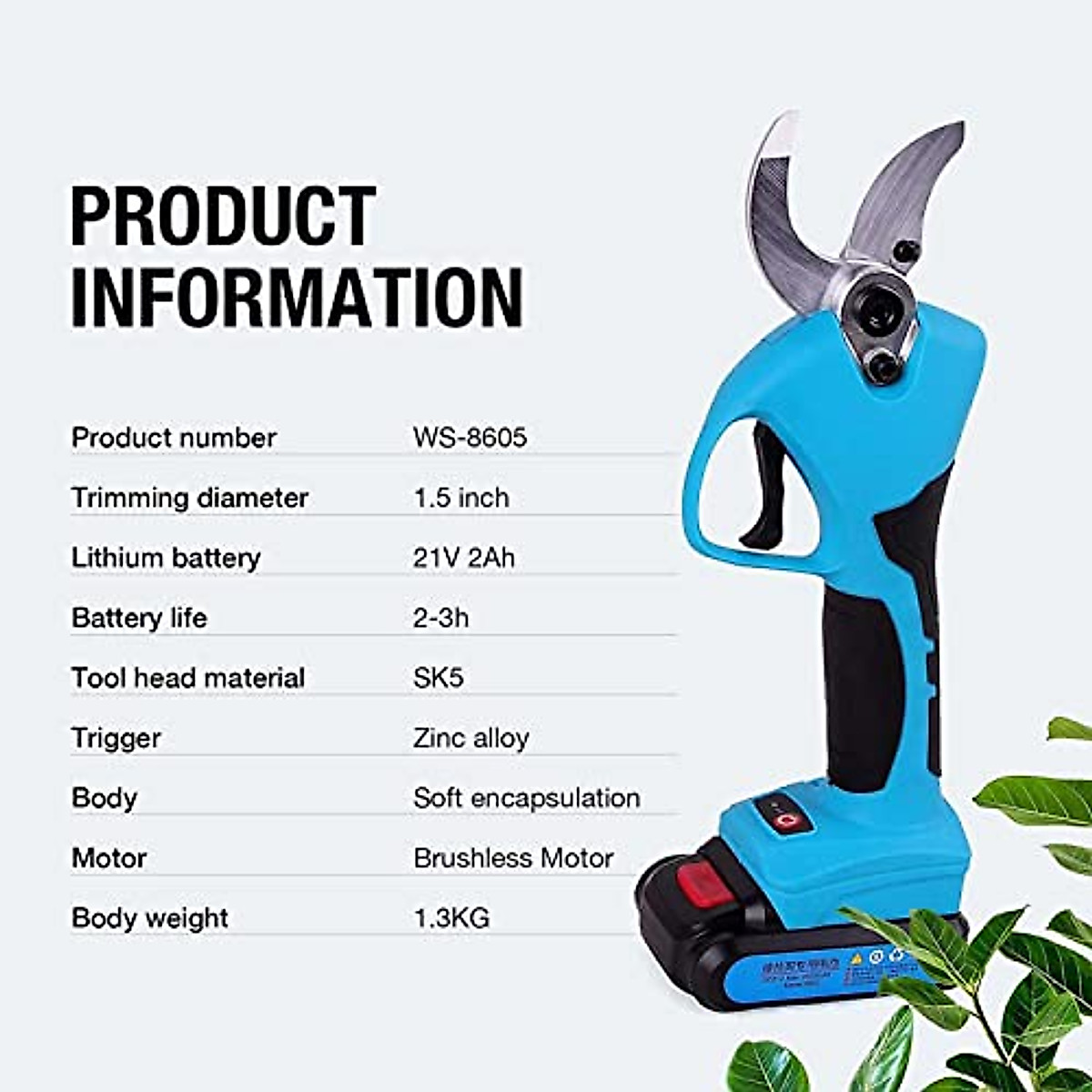 Mayeec 30mm Electric Pruners, Cordless Tree Trimmer Heavy Duty with 2X 2.0Ah Rechargeable Batteries, Power Display, 6-8 Working Hours, Power Trimmer for Branch Flowering Brush