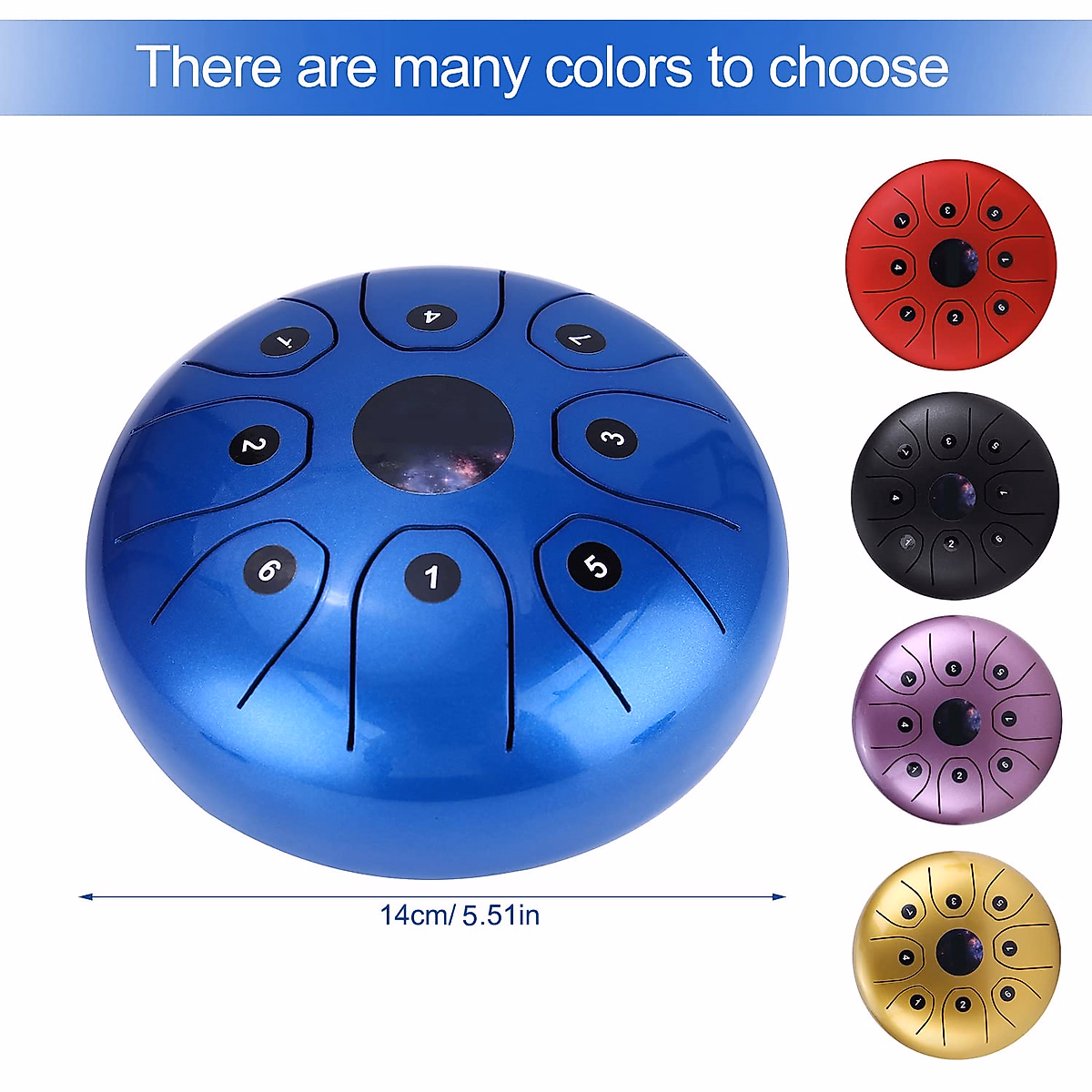 summina 5.5 Inches Mini Steel Tongue Drum 8 Notes C-Key Handpan Drum Steel Pocket Drum Percussion Instrument with Mallets Carry Bag for Meditation Yoga Zazen Musical Education