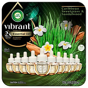 Botanica by Air Wick Plug in Scented Oil Refill, 10ct, Caribbean Sweetgrass and Sandalwood, Air Freshener, Eco Friendly, Essential Oils