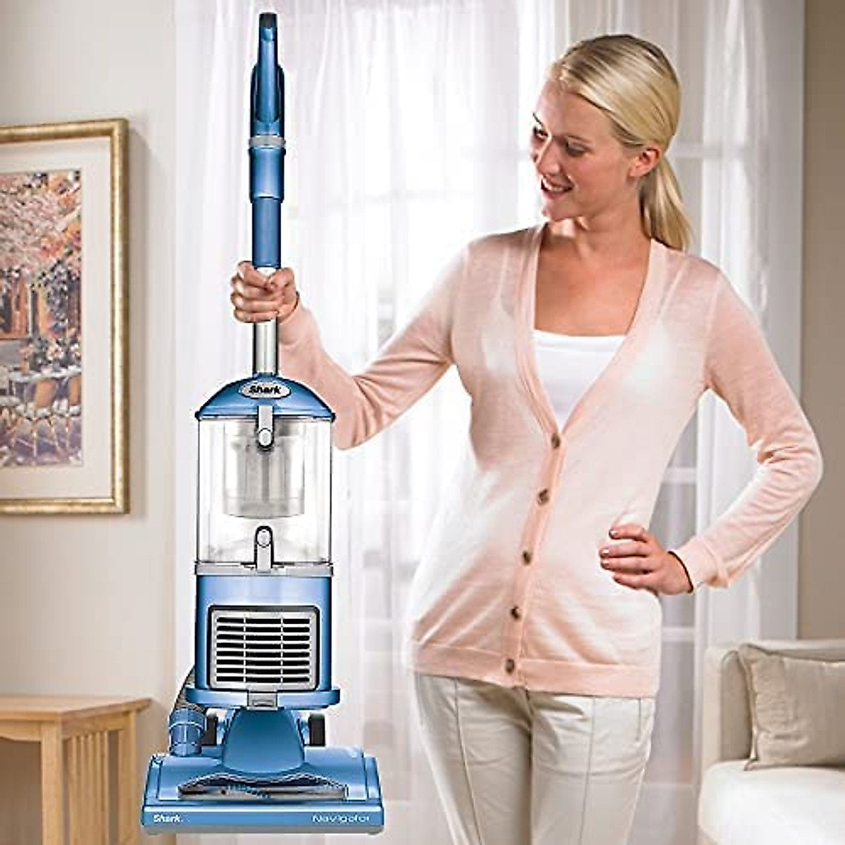 Shark Navigator NV351 Blue Powered Lift-Away TruePet Upright Corded Bagless Vacuum for Carpet and Hard Floor with Hand Vacuum and Anti-Allergy (Renewed)