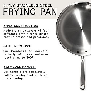 Made In Cookware - 12-Inch Stainless Steel Frying Pan - 5 Ply Stainless Clad - Professional Cookware - Crafted in Italy - Induction Compatible