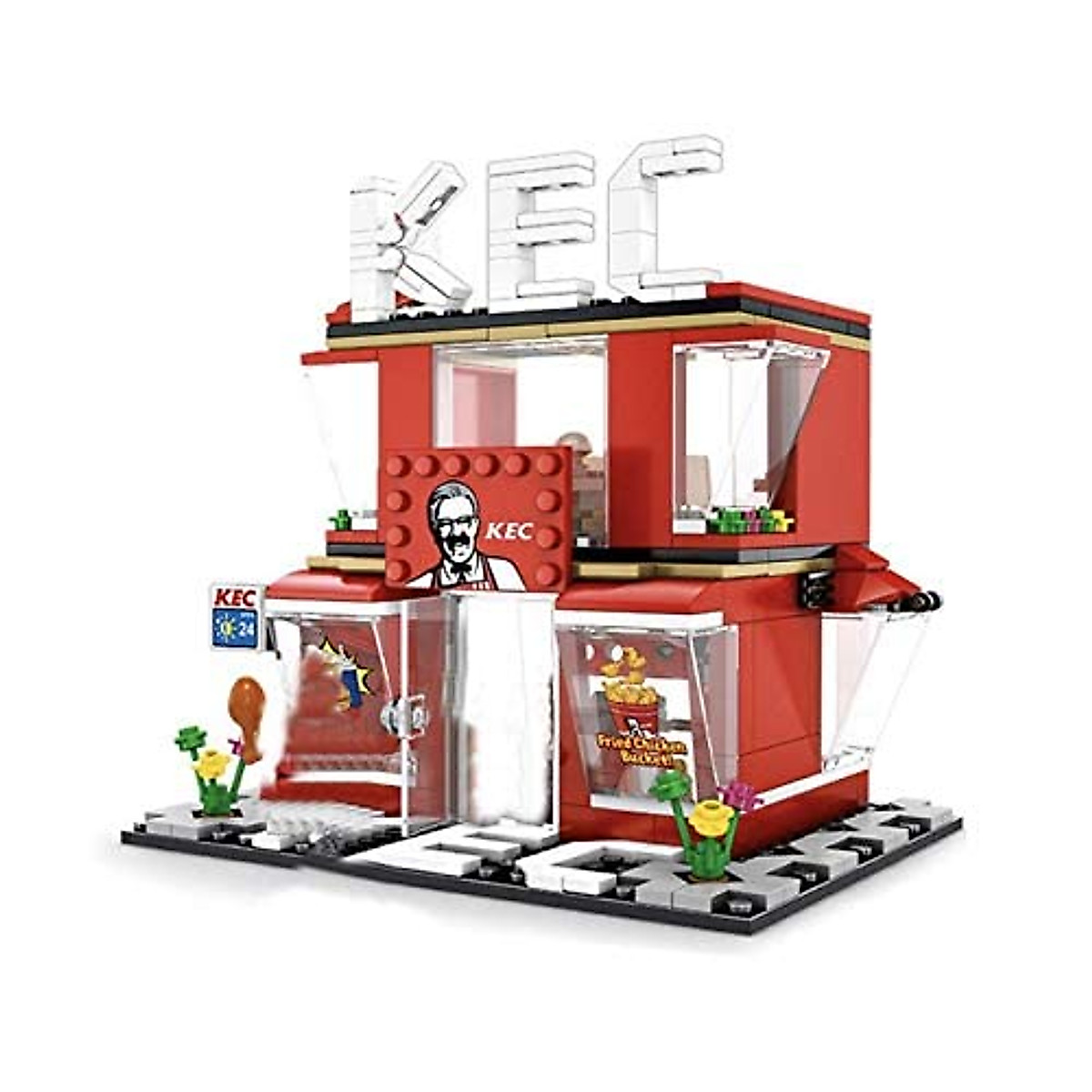 General Jim's City Street Creator Modular Building Blocks Sister Karen’s Fried Chicken Restaurant 282 Piece Toy Bricks Set MOC City Building for Teens and Adults