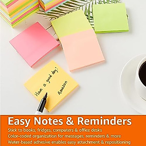 Amazon Basics Square Sticky Notes, 3 x 3-Inch, Assorted Colors, 24-Pack