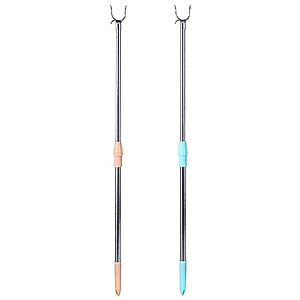 Cabilock 2pcs Telescope Clothes Reach Stick Adjustable Clothes Reaching Pole Retractable Clothesline Rod for Indoor or Outdoor Use