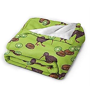Kiwi Birds and Kiwi Fruits Couch Blanket, Lightweight Throw Blanket, Travel Blanket, Cozy Plush Keep Warm Blankets for Baby / Kids / Youth / Medium Adults 50"x40"Inch