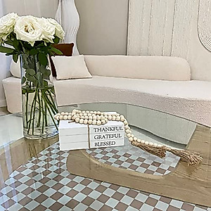 Decorative Books for Home Decor, White Faux Books for Decoration, Rustic Farmhouse Stacked Display Books (Thankful Grateful Blessed)