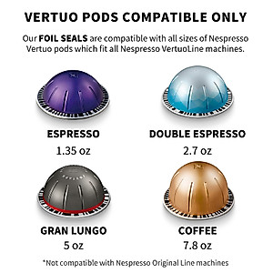 Fanativita Universal Aluminum Foil Seal Lids for Nespresso Pods Vertuo, Compatible with Nespresso Vertuo Reusable Pods, 100Pcs Coffee Pods Covers (62mm)