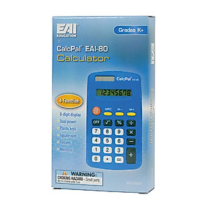 EAI Education CalcPal EAI-80 Basic Solar Calculator, Dual-Power for School, Home or Office: Blue - Set of 10
