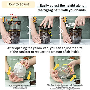 PUZZLE LOCK Size Adjustable Coffee Canister - Airtight Storage Container for Coffee Beans and Grounds, Tea, Spice (Small)