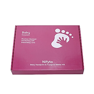 Nifyto Baby Handprint Footprint Ornament Keepsake Maker Kit, Baby Nursery Memory Art Kit, Baby Shower Gifts, Xmas Gifts, Precious Moment for Newborn,Baby Boy/Girl, Personalized Baby Prints(Pink)