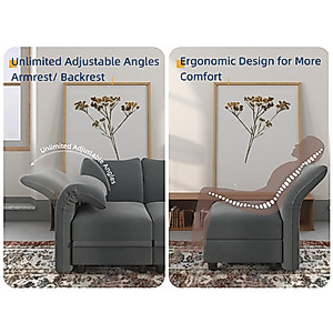 LLappuil Oversized Modular Sectional Sofa 214.6" 16-Seater U Shaped Couch with Large Storage Chaise, Velvet High Back Recliner Couches with Big Ottoman for Living Room, Grey