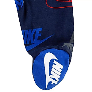 Nike Baby Boy Logo Sleep & Play Full Zip Coverall (Midnight Navy(56G821-U90)/Red, 0-3 Months)