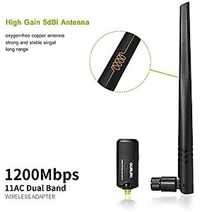 OURLINK 1200Mbps Mini 802.11ac Dual Band 2.4G/5G Wireless Network Adapter USB Wi-Fi Dongle Adapter with 5dBi Antenna Support Win Vista,Win 7,Win 8.1, Win 10,Mac OS X 10.9-10.15