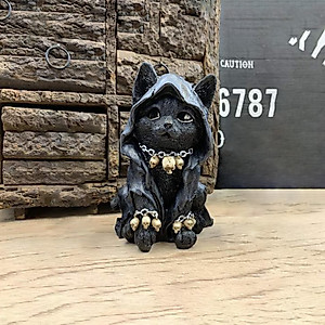 QZFSL Black Cat Sculpture Gargoyle Figurine Magic Hat Kitten for Cute Halloween Decor & Garden Statues Gnome As Patio Statue Lawn Yard Art Decoration Housewarming Garden