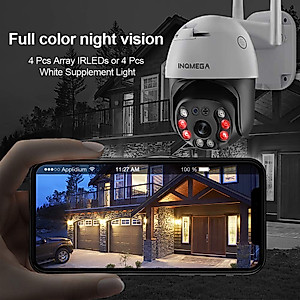 INQMEGAPRO 5MP PTZ WiFi Security Camera Outdoor, 1920P HD Wireless Surveillance Camera, Waterproof IP Camera, 2-Way Audio, Enhanced Night Vision, Motion Detection, ONVIF, SD Card Slot,393-5MP