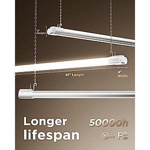 Sunco Linkable LED Utility Shop Light, 4500 LM, 5000K Daylight, 4 FT, 48 Inch Integrated Fixture for Garage, 40W Equivalent 150W, Surface + Suspension Mount, White 2 Pack