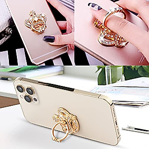 2 Pcs Crown Phone Ring Kickstand, Rhinestones Sparkling Phone Ring Kickstand,360 Degree Rotating Phone Ring Holder,Compatible with Most Mobile Phones