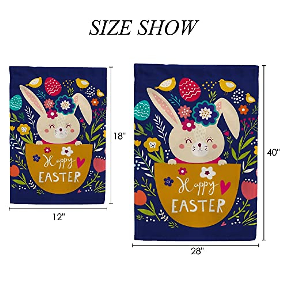 My Little Nest Seasonal Garden Flag Happy Easter Cartoon Rabbit Vertical Garden Flags Double Sided for Home Farmhouse Yard Holiday Flag Outdoor Decoration Banner 12"x18"