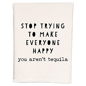 Moonlight Makers Soft Waffle Weave Hand Towel, 100% Pure White Cotton, Bathroom/Kitchen Decor, Multi-Buy Discounts, Funny Gift Idea (You're Not Tequila)