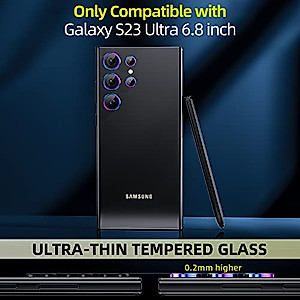 WSKEN for Samsung Galaxy S23 Ultra Camera Lens Protector,[Night Shooting Mode] Scratch Resistant HD Tempered Metal Glass Camera Screen Protector Cover Film Accessories 6.8 Inch,Colorful