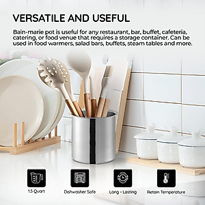 OCS Parts 1.5 Quart Bain Marie Pot | 5-5/8" x 4-7/16" Stainless Steel Pot for Warm or Cold Food, Sauces, Soups, or Organizing Cooking Utensils