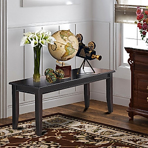 East West Furniture DUB-BLK-W Dudley Dining Bench with Wooden Seat, 51x15x17 Inch, Black