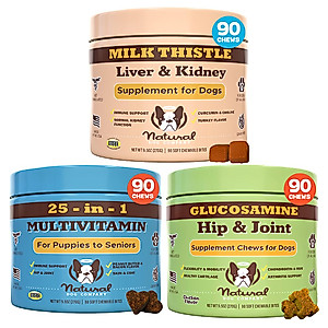 Natural Dog Company Multivitamin Chews for Dogs Bundle, Total Health Boost with Hip & Joint Chews, Liver & Kidney Chews, Essential Dog Multivitamins for Joint Support and Organ Health